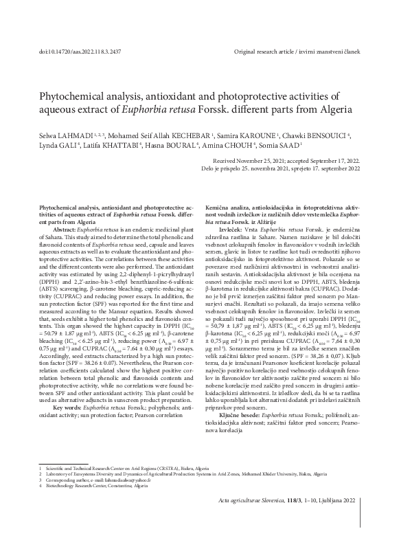 (PDF) Phytochemical analysis, antioxidant and photoprotective activities of aqueous extract of ...