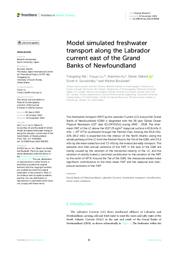(PDF) Model simulated freshwater transport along the Labrador current ...