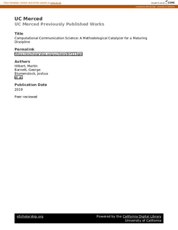 (PDF) Computational Communication Science: A Methodological Catalyzer ...