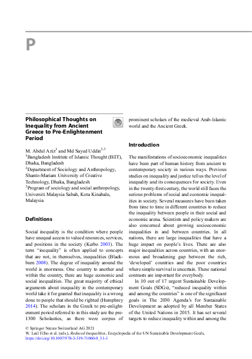 (PDF) Philosophical Thoughts on Inequality from Ancient Greece to Pre ...