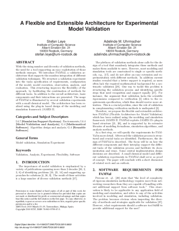 (PDF) A flexible and extensible architecture for experimental model validation