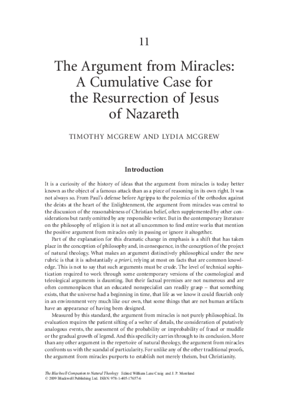 (PDF) The Argument from Miracles: A Cumulative Case for the ...