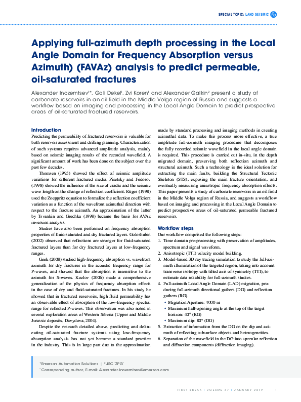 (PDF) Applying full-azimuth depth processing in the Local Angle Domain ...