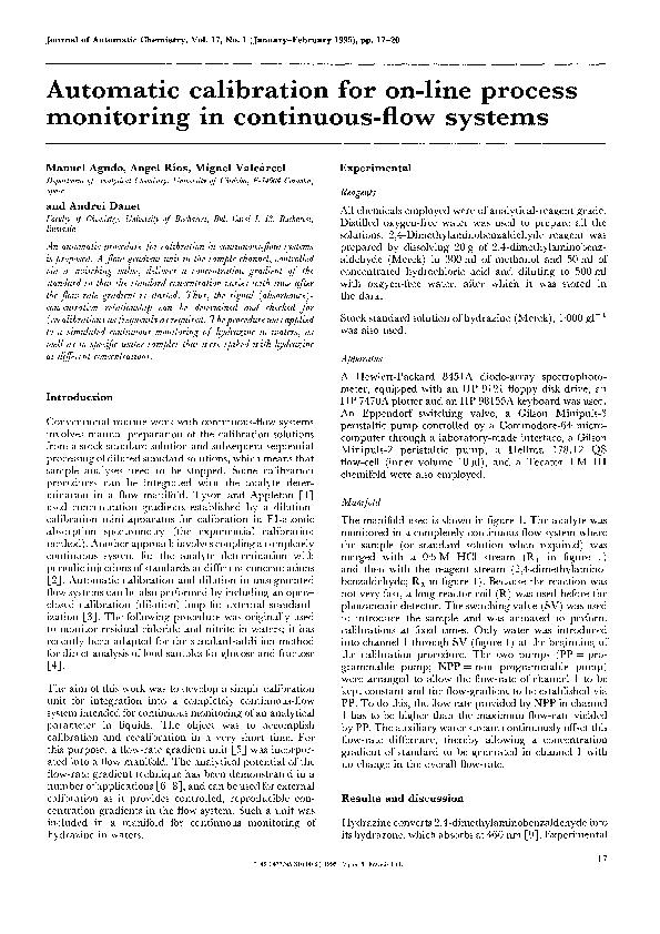 (PDF) Automatic calibration for on-line process monitoring in continuous-flow systems