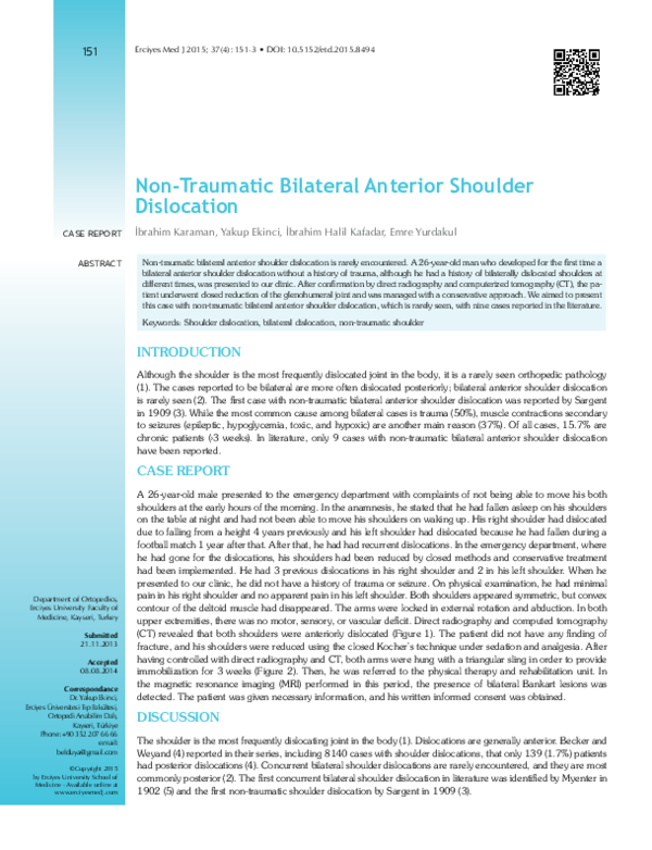 (PDF) Non-Traumatic Bilateral Anterior Shoulder Dislocation: A Case Report