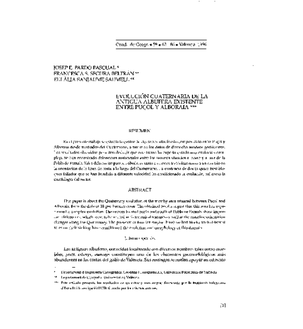 (PDF) Evolución cuaternaria de la antigua albufera existente entre ...