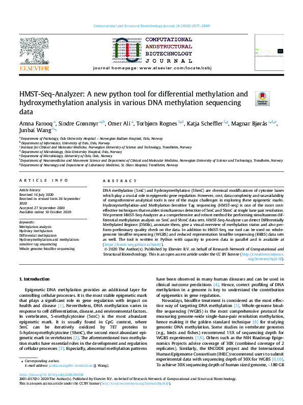 (PDF) HMST-Seq-Analyzer: A new python tool for differential methylation and hydroxymethylation ...