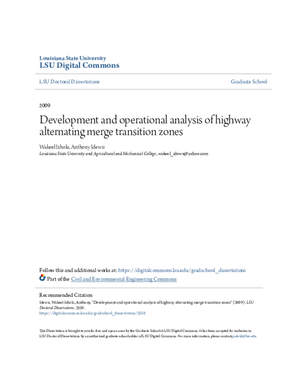 (PDF) Development and operational analysis of highway alternating merge ...