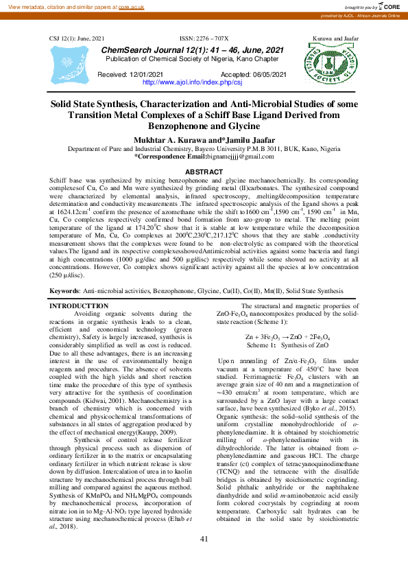 (PDF) Solid state synthesis, characterization and anti- microbial ...