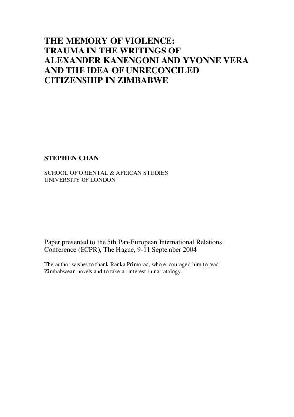(PDF) The Memory of Violence: trauma in the writings of Alexander ...