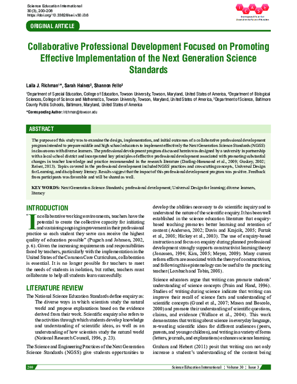 (PDF) Collaborative Professional Development Focused on Promoting ...