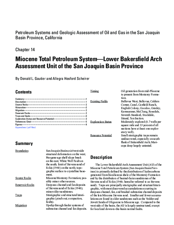 (PDF) Miocene Total Petroleum System -- Lower Bakersfield Arch ...