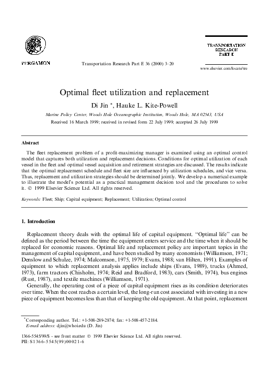 (PDF) Optimal fleet utilization and replacement