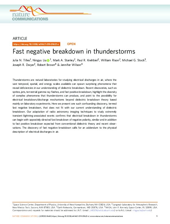 (PDF) Fast negative breakdown in thunderstorms