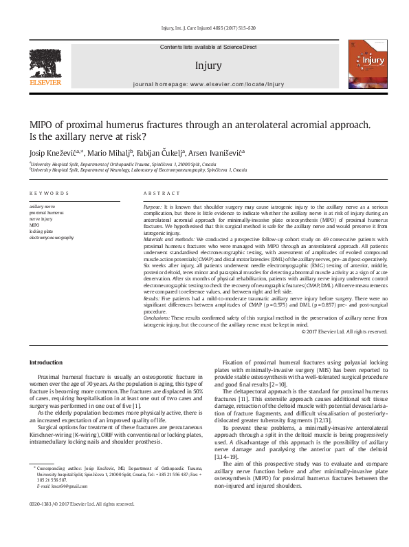 (PDF) MIPO of proximal humerus fractures through an anterolateral ...