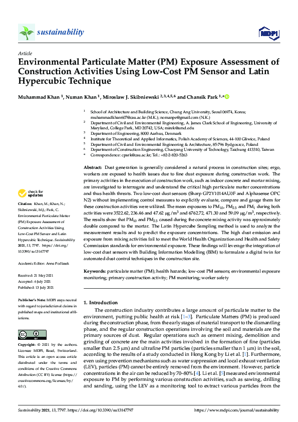(PDF) Environmental Particulate Matter (PM) Exposure Assessment of Construction Activities Using ...