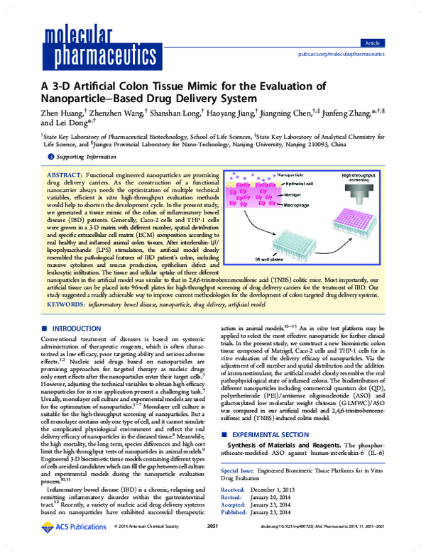 (PDF) A 3-D Artificial Colon Tissue Mimic for the Evaluation of ...