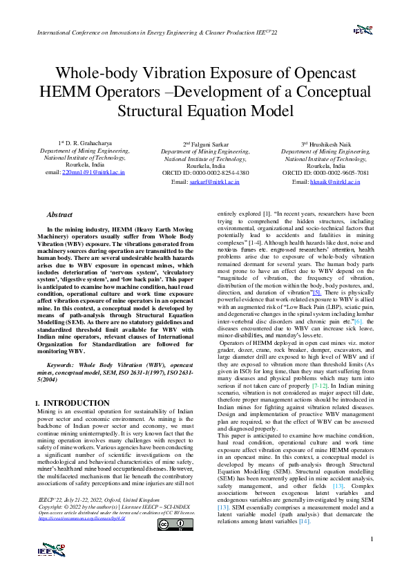 (PDF) Whole-body Vibration Exposure of Opencast HEMM Operators ...