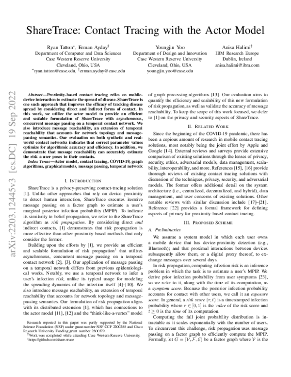 (PDF) ShareTrace: Contact Tracing with the Actor Model