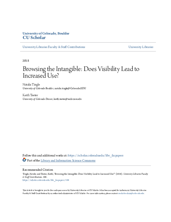 (PDF) Browsing the Intangible: Does Visibility Lead to Increased Use?