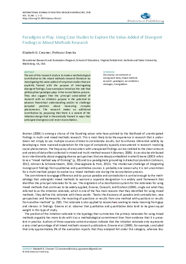 (PDF) Paradigms in Play: Using Case Studies to Explore the Value-Added ...