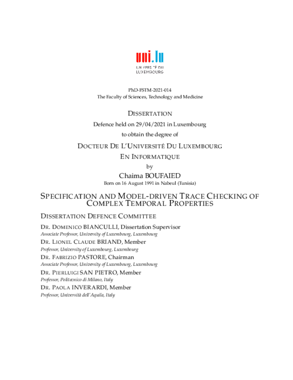 Pdf Specification And Model Driven Trace Checking Of Complex Temporal Properties Chaima