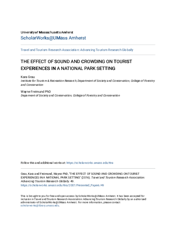 (PDF) The Effect of Sound and Crowding on Tourist Experiences in a ...