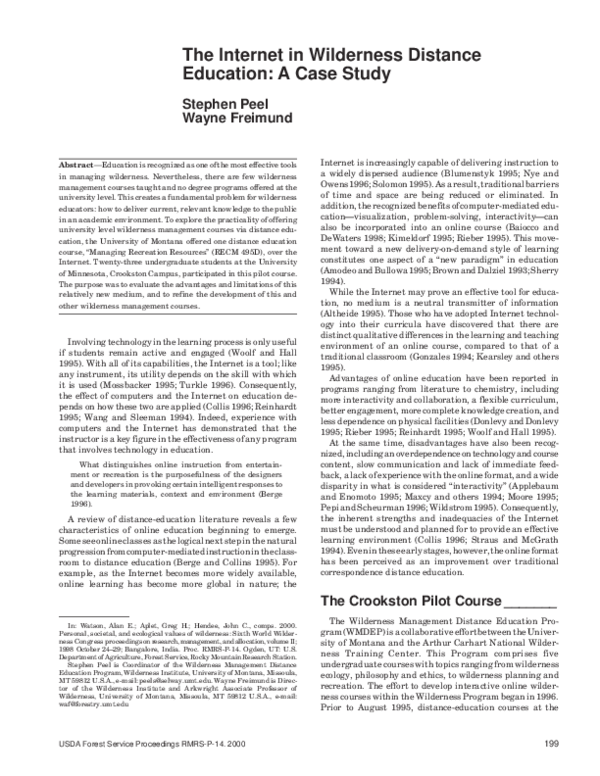 (PDF) The Internet in Wilderness Distance Education: A Case Study