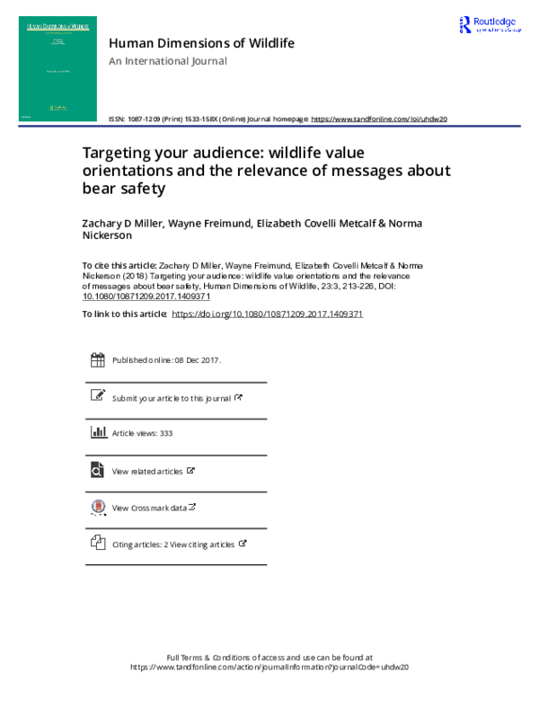 (PDF) Targeting your audience: wildlife value orientations and the ...