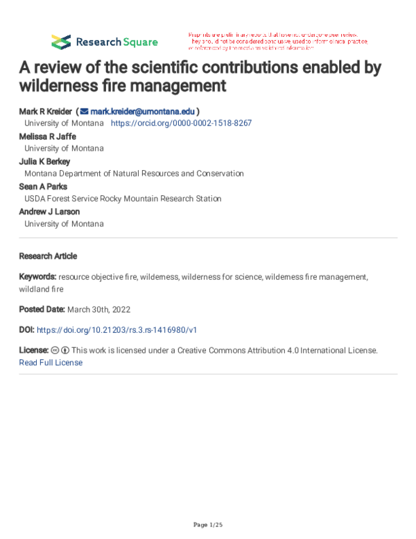 (PDF) A review of the scientific contributions enabled by wilderness ...