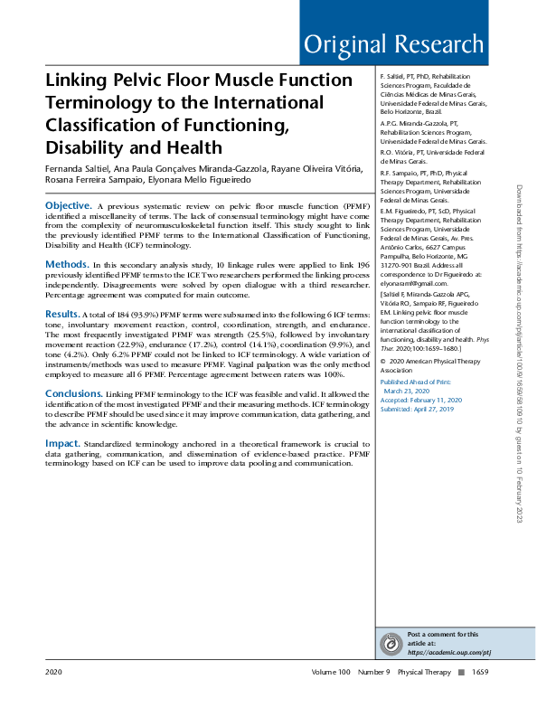 (PDF) Linking Pelvic Floor Muscle Function Terminology to the ...