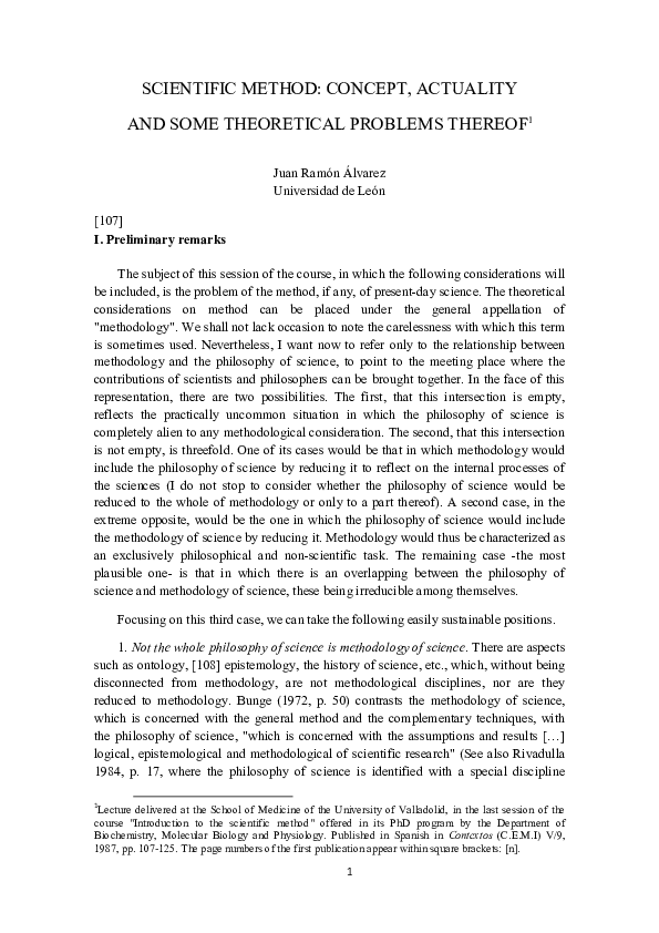 (PDF) SCIENTIFIC METHOD: CONCEPT, ACTUALITY AND SOME THEORETICAL ...