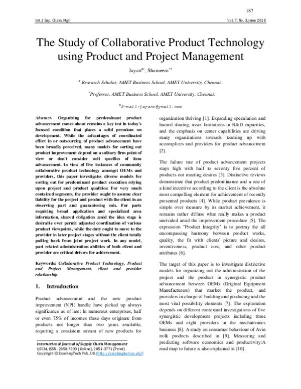 (PDF) The Study of Collaborative Product Technology using Product and ...