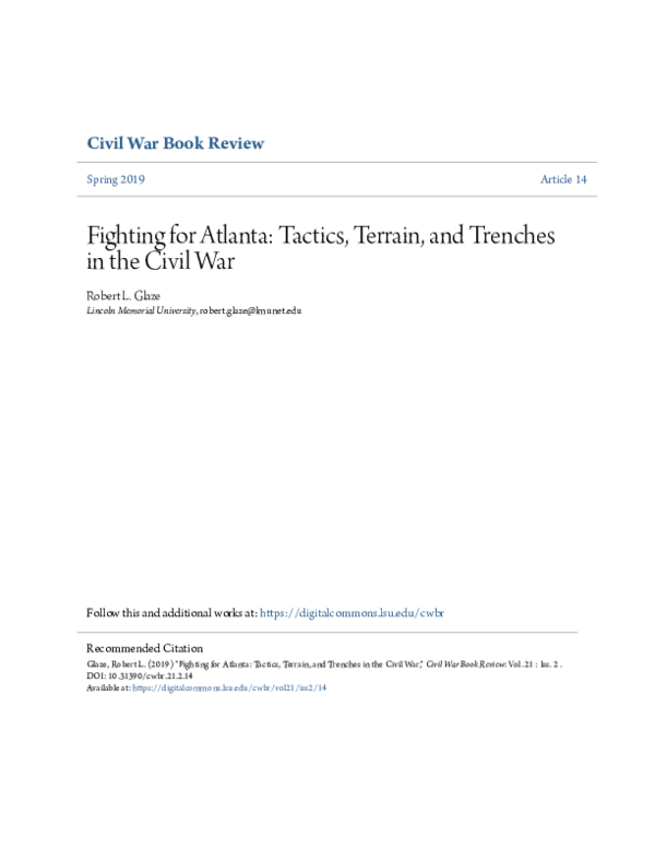 (PDF) Fighting for Atlanta: Tactics, Terrain, and Trenches in the Civil War