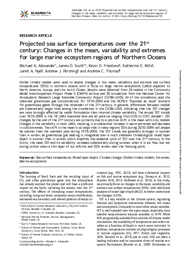 (PDF) Projected sea surface temperatures over the 21st century: Changes ...