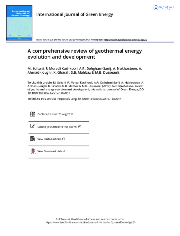 (PDF) A comprehensive review of geothermal energy evolution and development