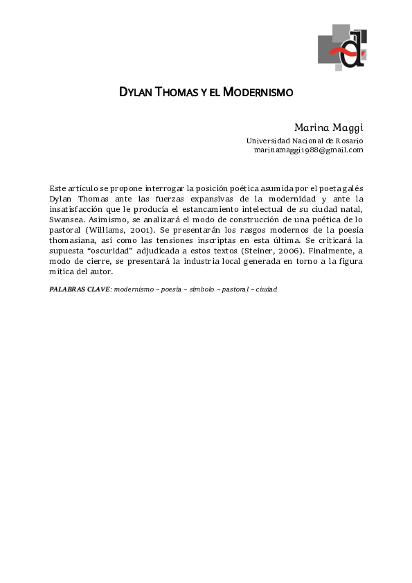 (PDF) Dylan Thomas y el modernismo
