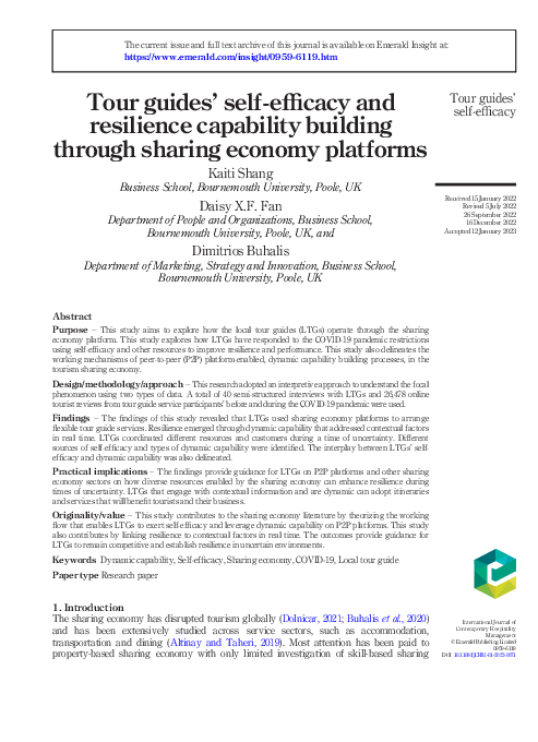 (PDF) Tour guides' self-efficacy and resilience capability building through sharing economy ...