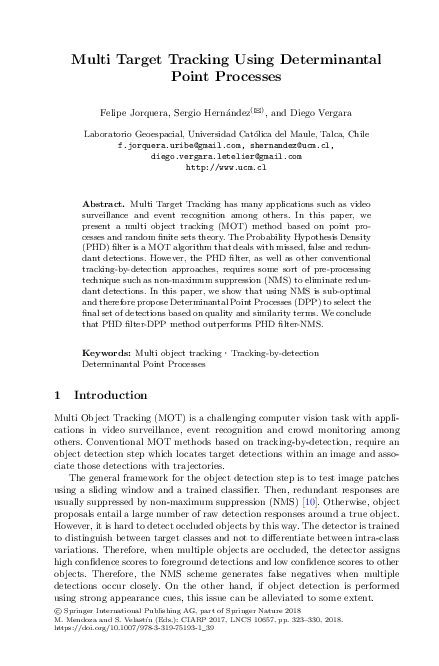 (PDF) Multi Target Tracking Using Determinantal Point Processes | Sergio Buiza Hernández ...