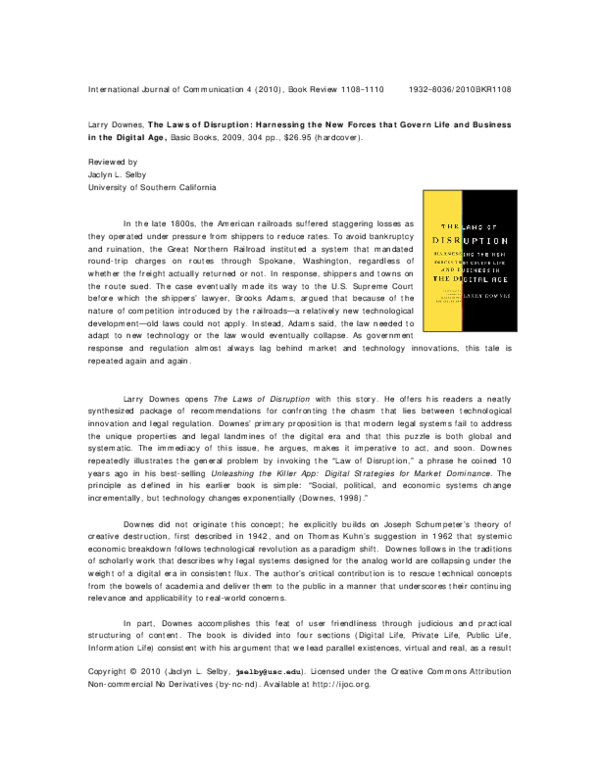 (PDF) Larry Downes, The Laws of Disruption: Harnessing the New Forces ...
