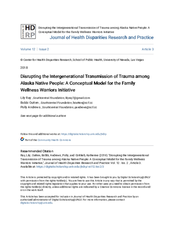 (PDF) Disrupting the Intergenerational Transmission of Trauma among ...