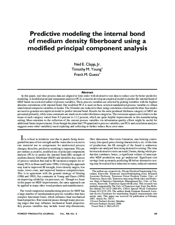 (PDF) Predictive modeling the internal bond of medium density fiberboard using principal ...