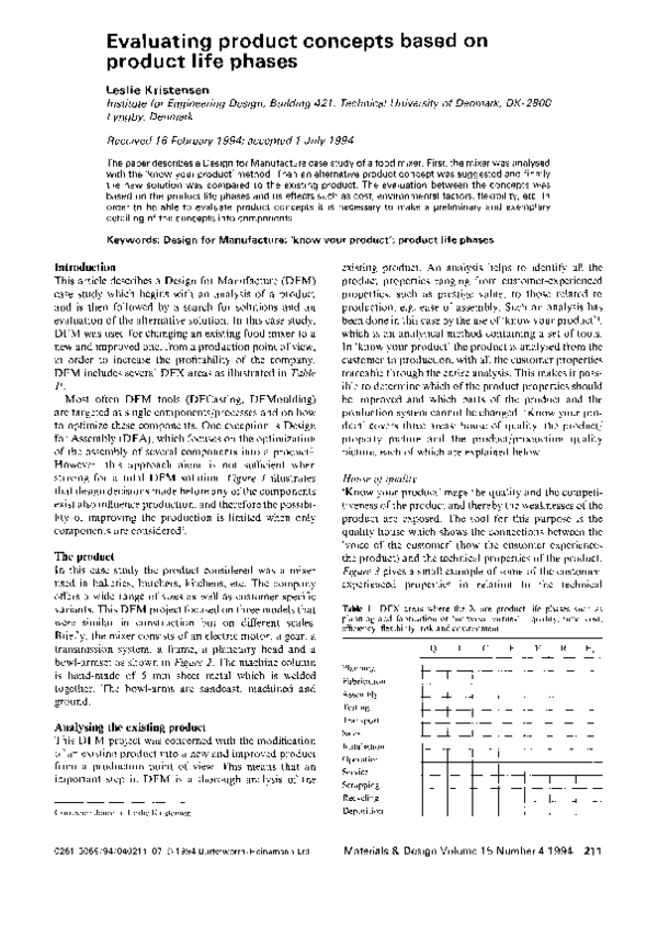 (PDF) Evaluating product concepts based on product life phases