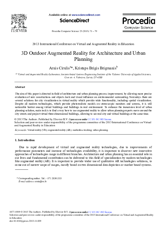 (PDF) 3D Outdoor Augmented Reality for Architecture and Urban Planning