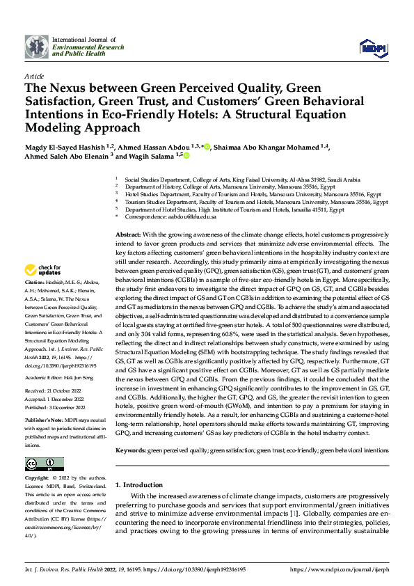 (PDF) The Nexus between Green Perceived Quality, Green Satisfaction ...