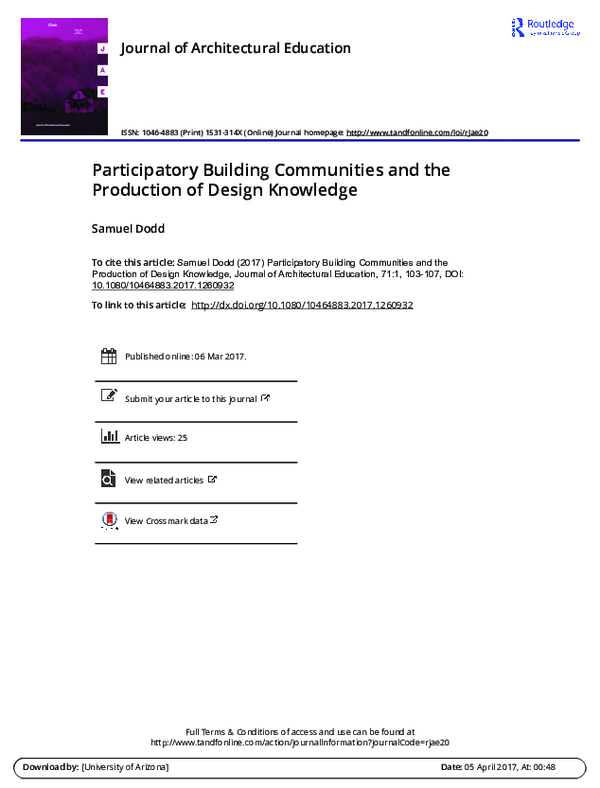 (PDF) Participatory Building Communities and the Production of Design ...