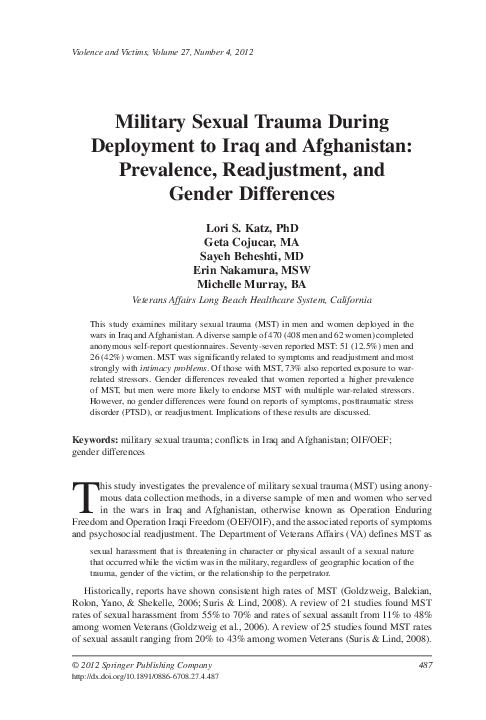 (PDF) Military Sexual Trauma During Deployment to Iraq and Afghanistan ...