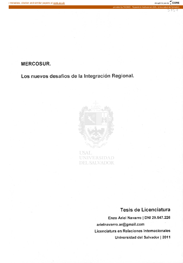 (PDF) Mercosur : los nuevos desafíos de la integración regional | Enzo ...