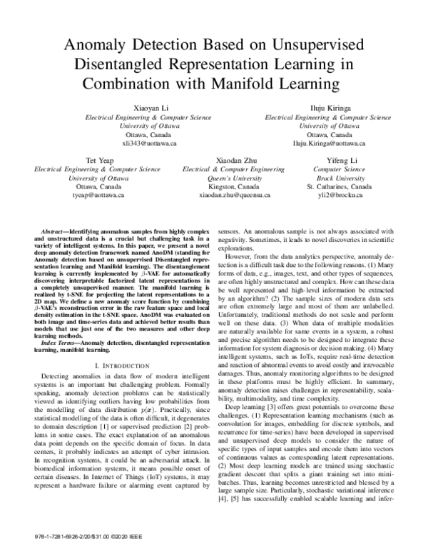 Pdf Anomaly Detection Based On Unsupervised Disentangled Representation Learning In 0181