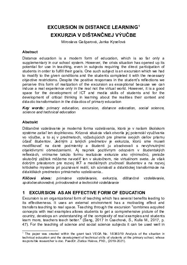 (DOC) Excursion in distance learning